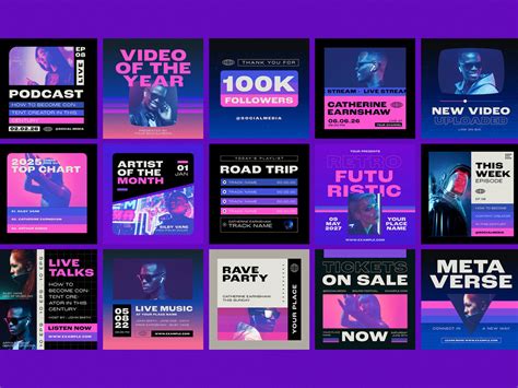 Retro Futuristic Instagram Post Templates