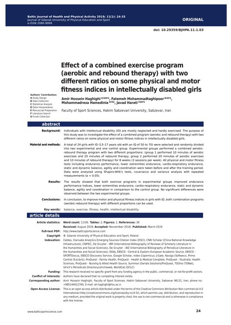 Pdf Effect Of A Combined Exercise Program Aerobic And Rebound Therapy With Two Different