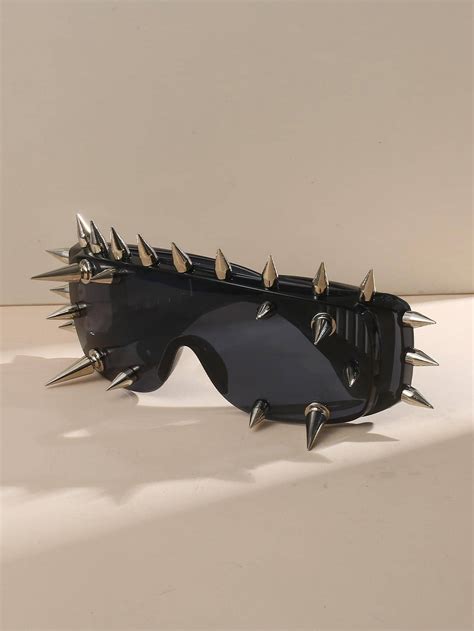 Men Spiked Decor One Piece Fashion Glasses For Party Street Shades Accessories Halloween Beach