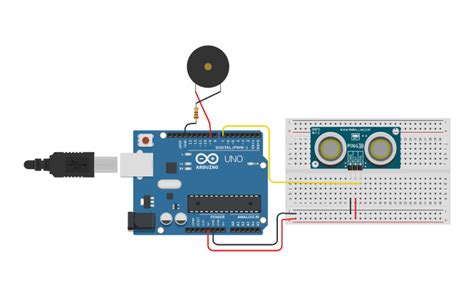 Circuit Design Ultrasonic Distance Sensor Tinkercad
