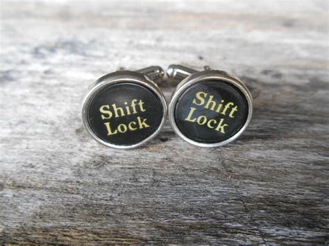Typewriter Key Cufflinks Shift Lock Key Vintage Black And Silver 5 8 15 Mm Steampunk Wedding