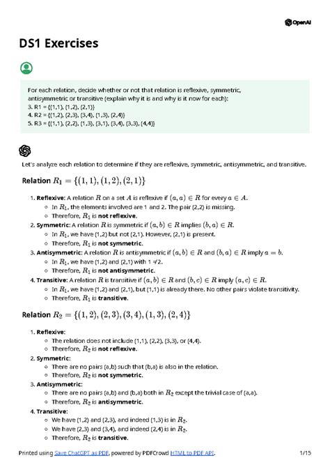 Discrete Structure 1 Exercises Solutions Ds1 Exercises Lets