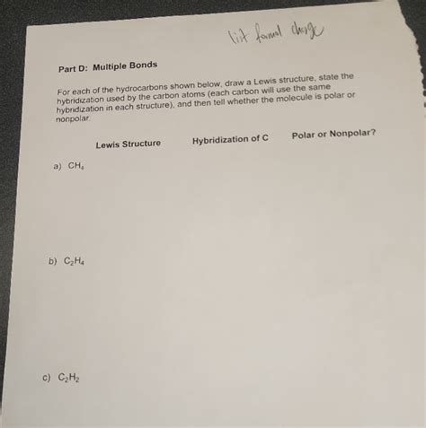 Solved Fill This Out Clearly And Mention Formal Charges For Each Part