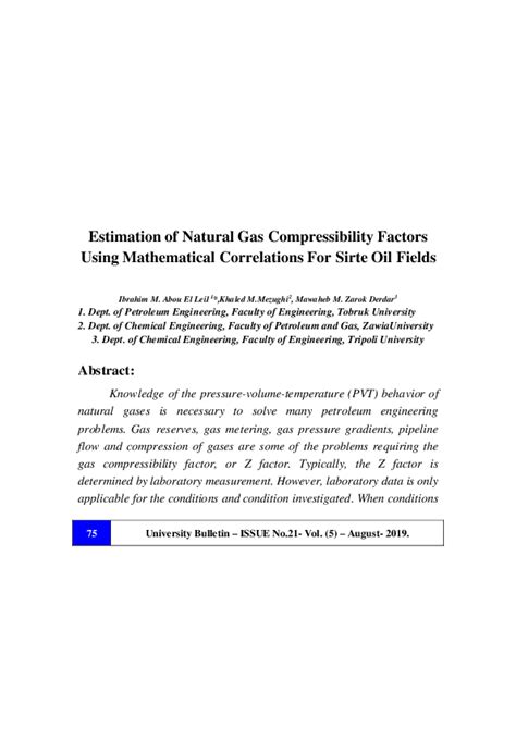 Pdf Estimation Of Natural Gas Compressibility Factors Using Mathematical Correlations For