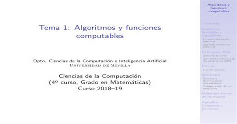 Tema 1 Algoritmos Y Funciones Computablesconjuntos Y Funciones Tema 1 Algoritmos Y Funciones