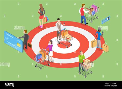Flat Isometric Concept Of Customer Targeting Digital Marketing Campaign