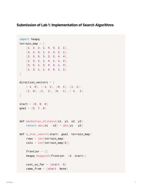 Submission Of Lab 1 Implementation Of Search Algorithms Pdf