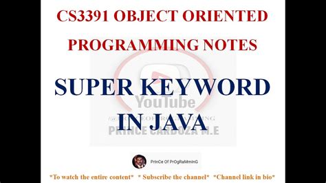 Super Keyword In Java Notes Cs3391 Object Oriented Programming Notes 2021 Regulation Cse