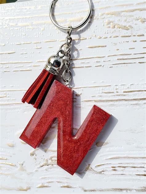 Letter Keychain Alphabet Keychain Letter N Initial Keychain Custom