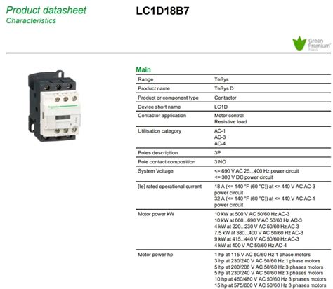 Schneider Lc1d18 Datasheet Specifications Features And More