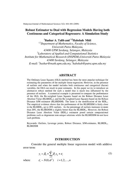 robust estimator to deal with regression models having both continuous