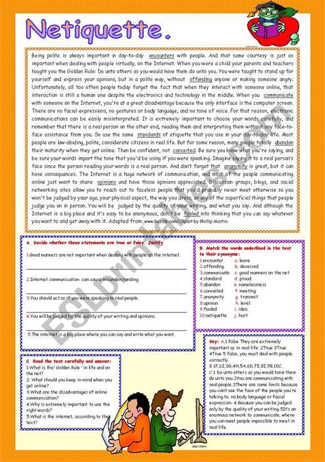 Netiquette Esl Worksheet By Lucetta06