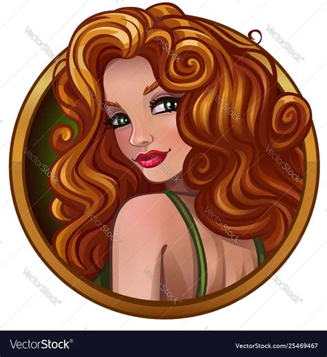 Portrait Beautiful Redhead Girl Royalty Free Vector Image