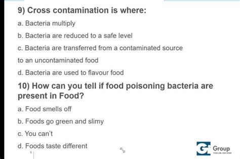 Solved 9 Cross Contamination Is Where A Bacteria Multiply