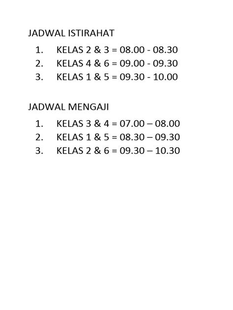 Jadwal Istirahat Pdf
