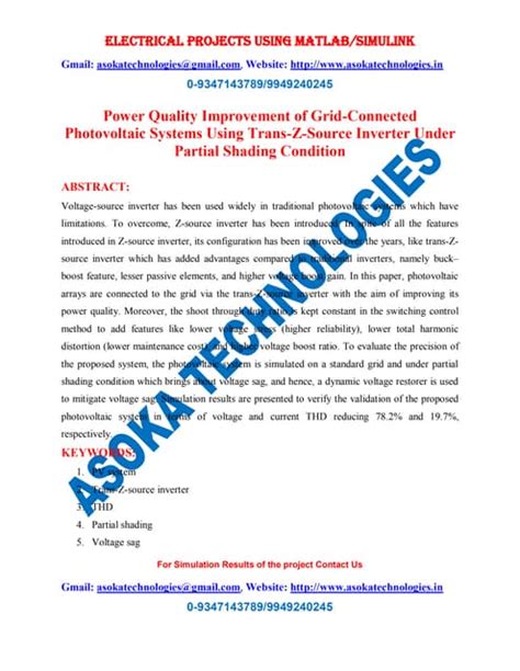 Power Quality Improvement Of Grid Connected Photovoltaic Systems Using Trans Z Source Inverter