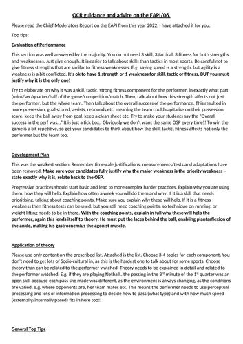 A Level Pe Ocr Nea Eapi H55506 Help Moderator Teaching Resources