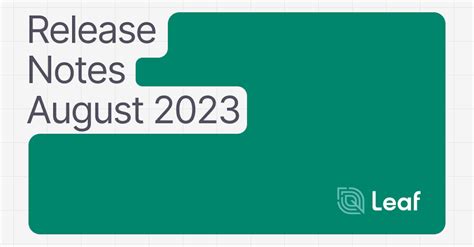 Release Notes August 2023