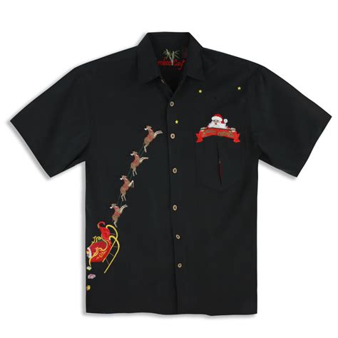 Bamboo Cay Mens Shirt Peekaboo Santa Tomato Or Black