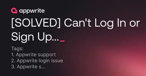 Solved Cant Log In Or Sign Up After Moving Appwrite Folder Threads Appwrite