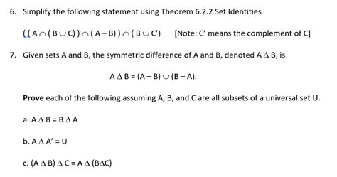 solved simplify the following statement using theorem 6 2 2