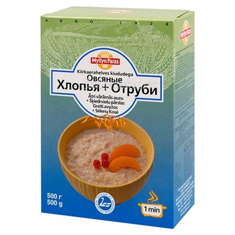 Овсяные хлопья Отруби Myllyn Paras калорийность полезные свойства польза и вред описание