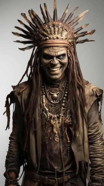 Evil Witch Doctor Halloween Costume Premium Ai Generated Image