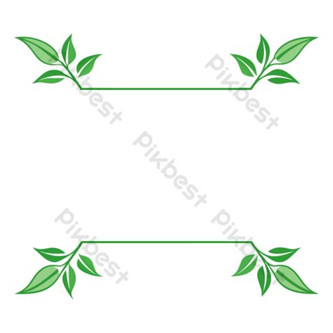 Green Leaf Pattern Forming A Border Black Background Png Images Eps