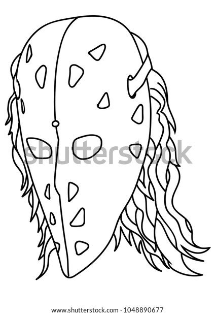 Scary Mask Outline Drawing Stock Vector Royalty Free 1048890677