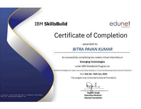 Bitra Pavan Kumar On Linkedin Internship Ibm Edunetfoundation