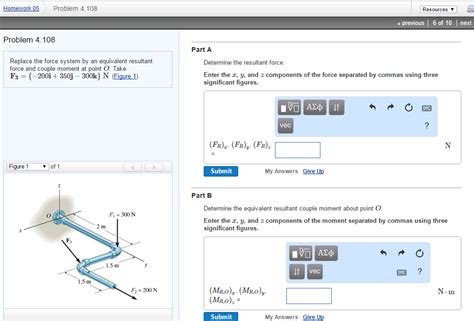 Solved Replace The Force System By An Equivalent Resultant