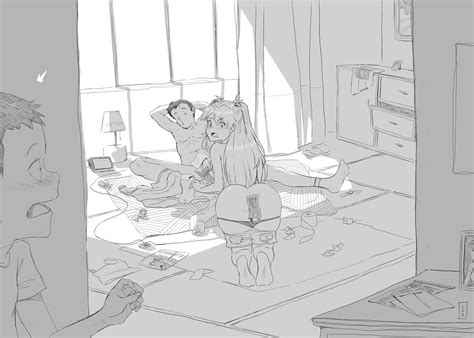 Rule 34 Ass Asuka Langley Sohryu Female Grey Background Highres Long Hair Neon Genesis