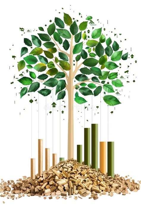 Illustrative Tree Graphic With Bar Graph Showing Reduced Carbon Emissions From Wood Pellets