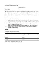 Impact Of Force On Velocity In Physics Experiment Course Hero