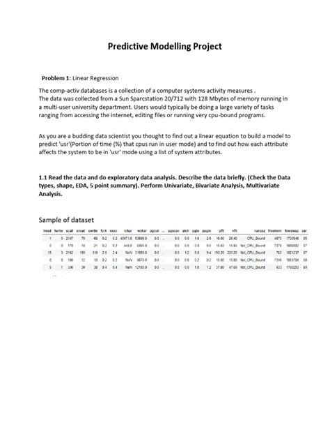 Predictive Modelling Project Pdf 1 Pdf Coefficient Of Determination Receiver
