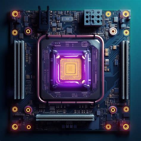 Premium Ai Image Central Computer Processor With Neon Lights Integrated Microchip Circuit