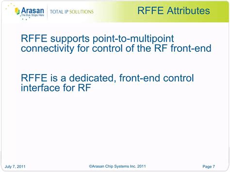 Radio Frequency Front End Rffe Mipi Core From Arasan Chip Systems Ppt