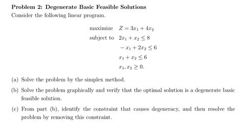 solved problem 2 degenerate basic feasible