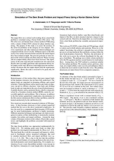Pdf Simulation Of The Dam Break Problem And Impact Flows Using A