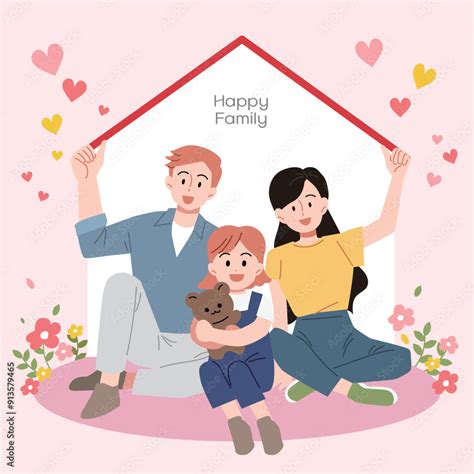 행복한 가족 일러스트 Stock Vector Adobe Stock