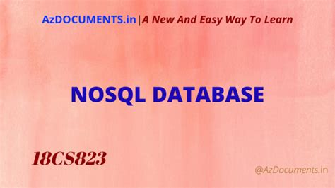 Nosql Database 18cs823