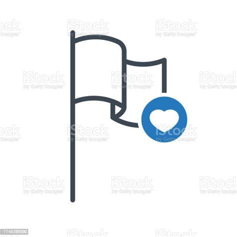 하트 기호가 있는 플래그 아이콘입니다 위치 표식 아이콘과 좋아하는 사랑 배려 기호 기에 대한 스톡 벡터 아트 및 기타 이미지