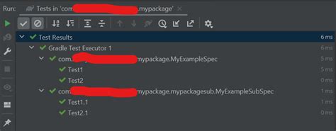 how to show package name in run window after running tests ides