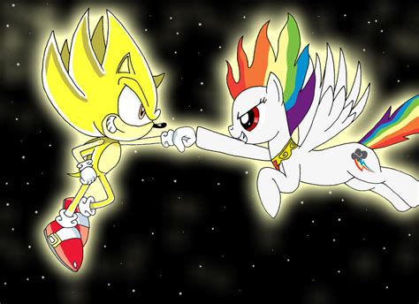 Super Sonic And Super Rainbow Dash By Louisathehedgehog On Deviantart