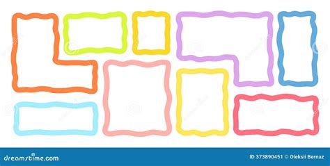 Organic Liquid Rectangle Frame Shapes Set Hand Drawn Abstract Vector