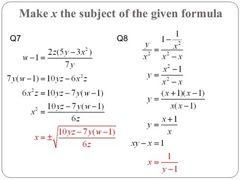 Algebraic Manipulations Worksheet Solutions Q1q2 Make X The