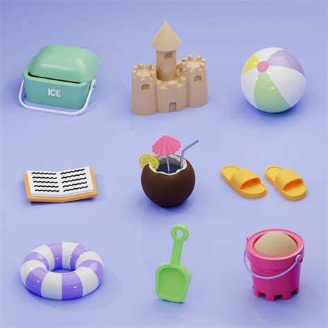 beach assets 3d blender in 2024 3d art projects creative poster