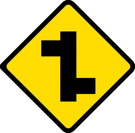 Offset Road Junction Right And Left Road Signs Warning Signs Icons