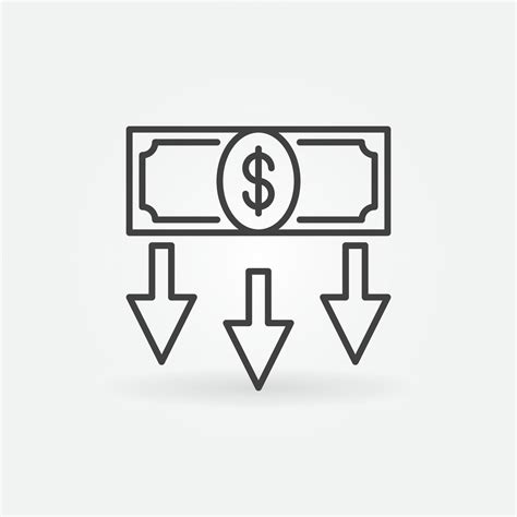 Dollar Banknote With Arrows Vector Devaluation Concept Linear Icon