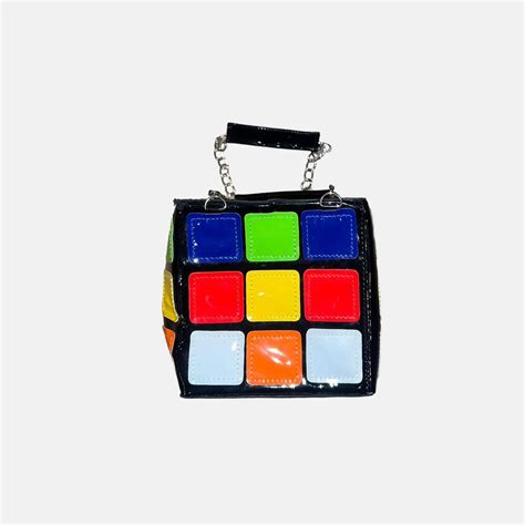 Rubix Cube Style Shiny Pu Box Shape Funky Bag 🍭 Depop